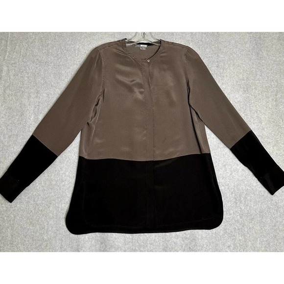 Vince | Tops | Vince Blouse Women 6 0 Silk Neutral Color Block Work ...